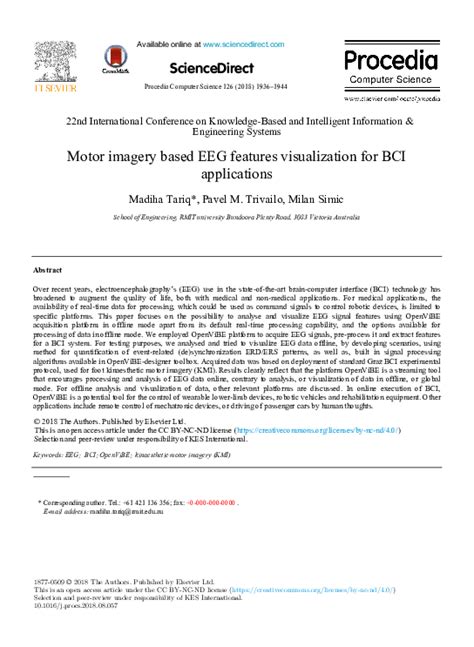 Pdf Eeg Feature Visualization For Bci Applications