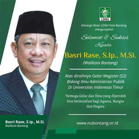 Selamat Dan Sukses Bapak Basri Rase S Ip M Si