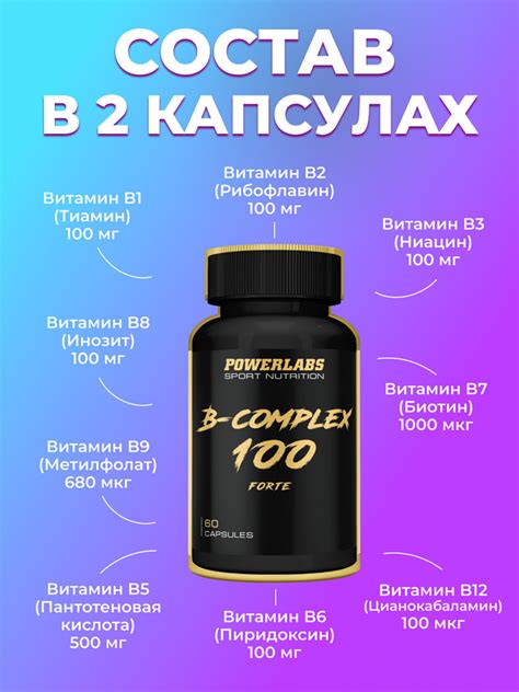 Комплекс витаминов группы B Powerlabs B 100 Complex 60 капсул без