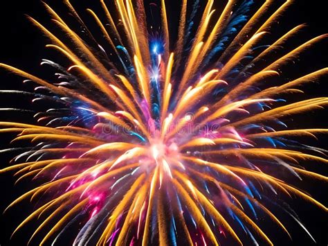 Exploding Firework Display At Night For Celebration Generative Ai