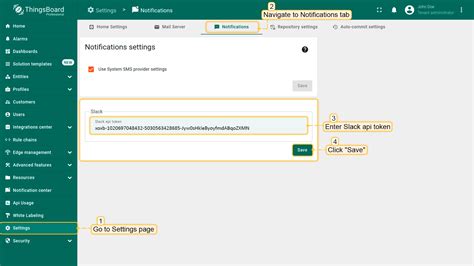 Slack Settings Thingsboard Cloud