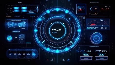 디지털 데이터 차트 통신 하이테크 미래 디자인의 추상 기술 Ui 미래형 개념 Hud 인터페이스 홀로그램 요소 Generative Ai 프리미엄 사진