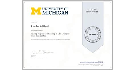 completion certificate for finding purpose and meaning in life living