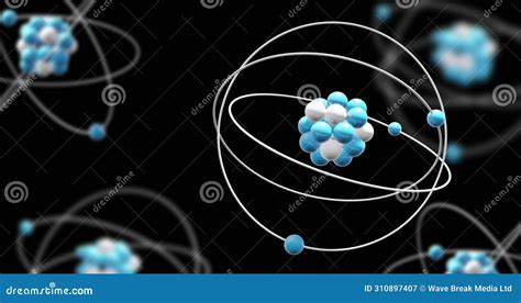 Image Of Atom Models Spinning On Black Background Stock Image Image