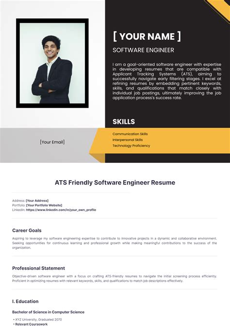Free Software Engineer Resume Templates To Edit Online And Download