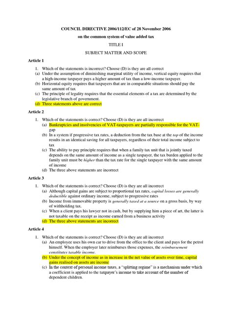 Principles Of Taxation Exam Directive Pdf Taxes Income Tax