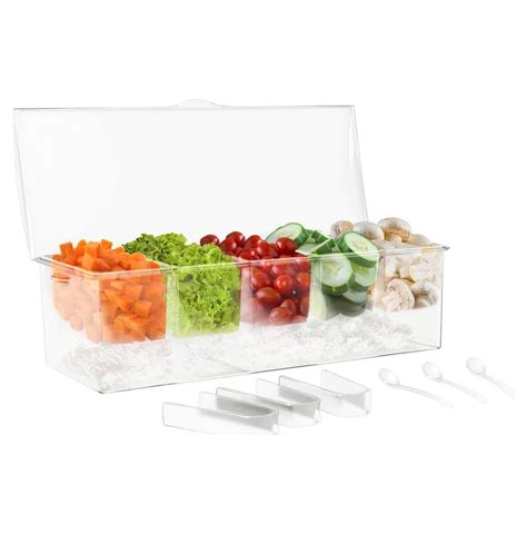 Codyinfi Condiment Tray With Ice Chamber 5 Condiment Containers Lid Codyinfi Condiment Tray With Ice Chamber 5 Condiment Containers Lid