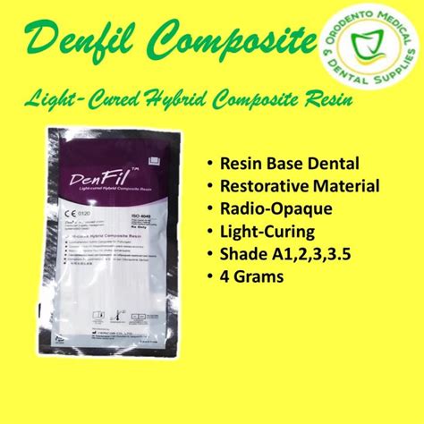 Denfil Packable Composite Light Cured Hybrid Composite Resin 4grams A1