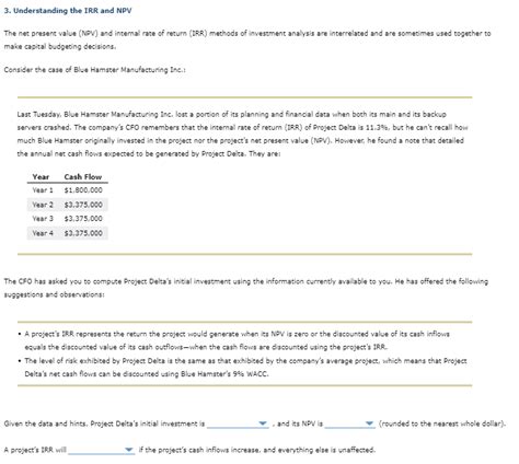 Solved Understanding The IRR And NPVThe Net Present Value Chegg