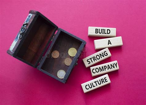 Company Culture Symbol Wooden Blocks With Words Build A Strong Company