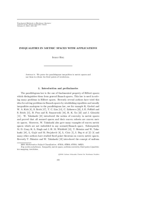 Pdf Inequalities In Metric Spaces With Applications