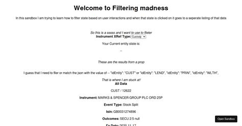 Filtering Forked Codesandbox Filtering Forked Codesandbox