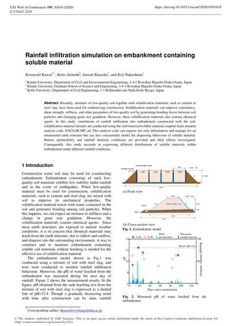 Pdf Rainfall Infiltration Simulation On Embankment Containing Soluble