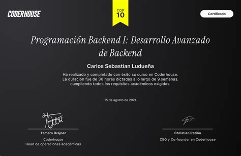 Fullstackdeveloper Backend Programación Coderhouse Certificado Nuevasoportunidades