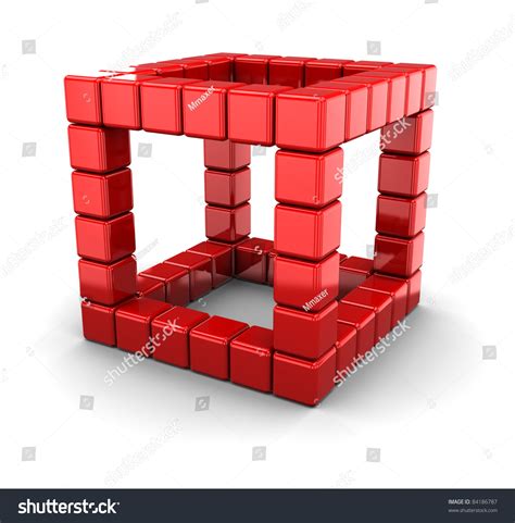 Abstract 3d Illustration Of 3d Cube Structure Built With Blocks