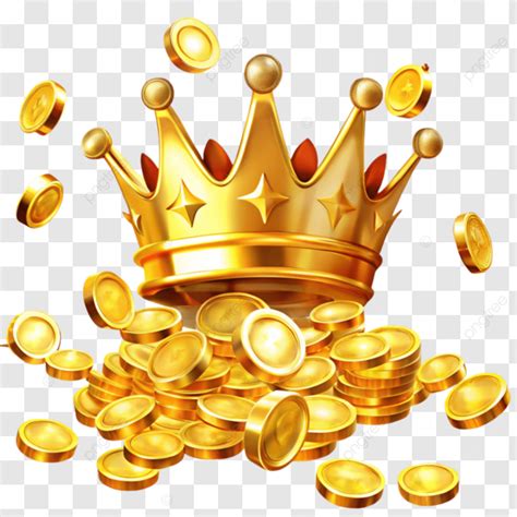 빛나는 동전이 달린 빛나는 황금 왕관 골드 크라운 동전 보물 Png 일러스트 및 이미지 에 대한 무료 다운로드 Pngtree