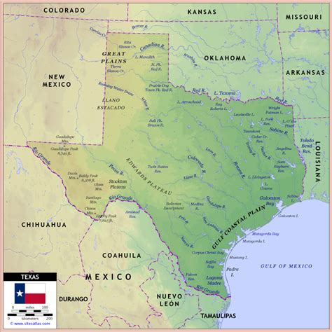 Physical Map Of Texas Landforms Map
