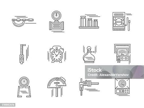 Metrology Linear Vector Icons Set Stock Illustration Download Image Now Metrology Accuracy