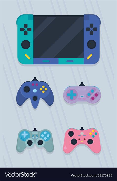 Video Game Controllers Set Royalty Free Vector Image