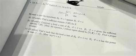 Solved Let X X Unif I E Its P D F Is Chegg Com