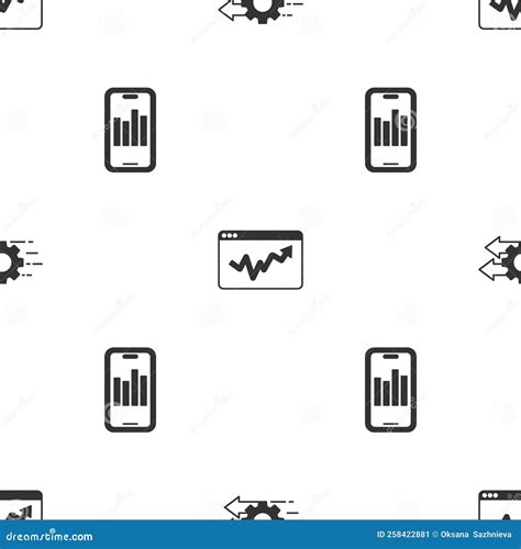 Set Time Management Graph Chart Infographic And Mobile With On Seamless Pattern Vector Stock