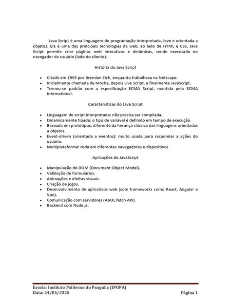 Java Script é Uma Linguagem De Programação Interpretada071942 Pdf