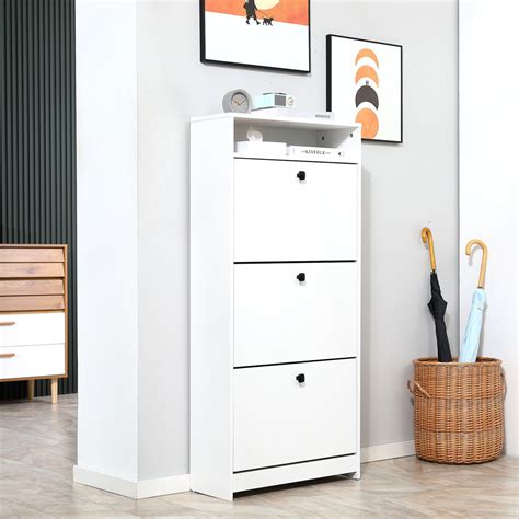 Ebern Designs Slim Shoe Cabinet Trendy Shoe Storage Cabinet With 3 Large Fold Out Drawers And A
