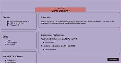 Curriculo Html Codesandbox