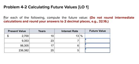 solved problem 4 2 calculating future values [lo 1] for each