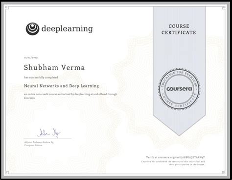 Shubham Verma On Linkedin Completed First Course In Deep Learning