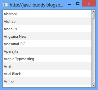 Java Buddy Get Installed Font Families Using Font GetFamilies