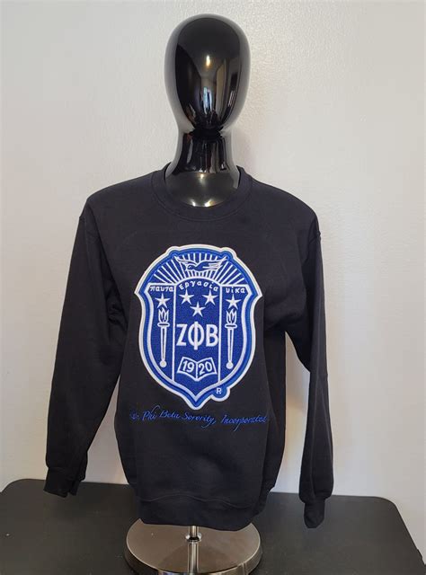 Zeta Phi Beta Shield Chenille Crew Sweatshirt Black
