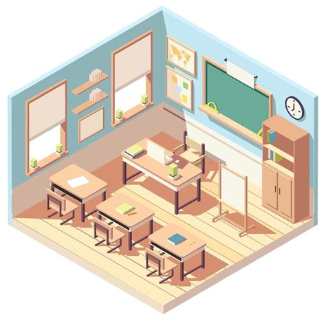Download Isometric Lovely Empty Classroom Interior