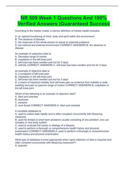 Nr 509 Week 1 Questions And 100 Verified Answers Guaranteed Success Nr 509 Stuvia Us