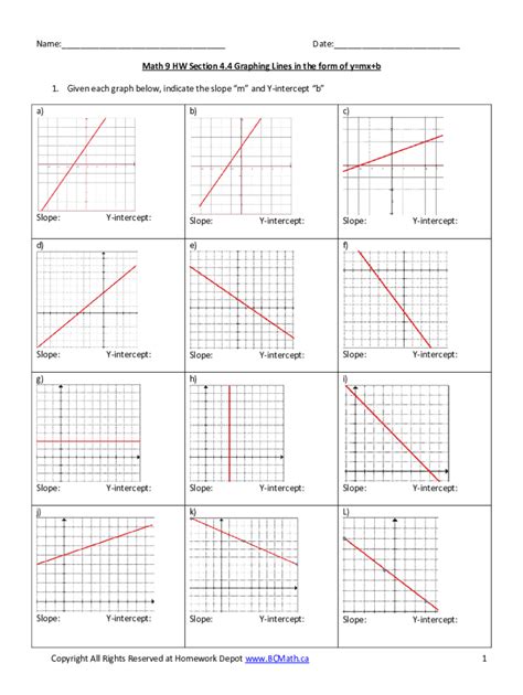 Fillable Online Graphing Lines In Slope Intercept Form Ks Ipa Fax Email Print Pdffiller