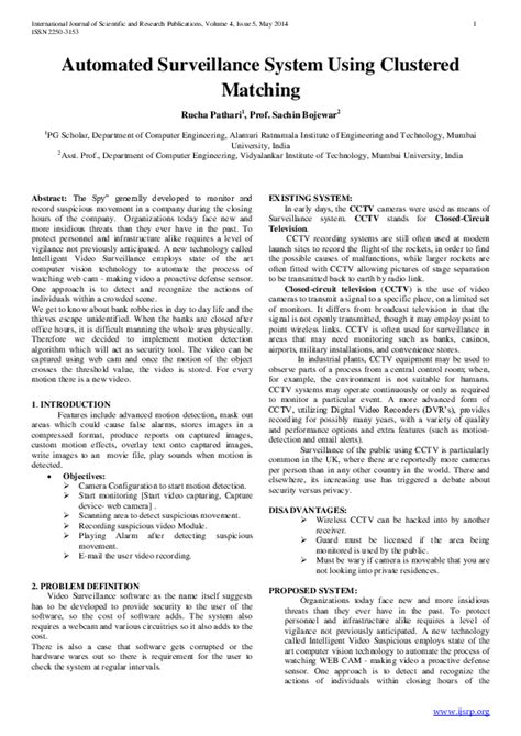 Pdf Automated Surveillance System Using Clustered Matching