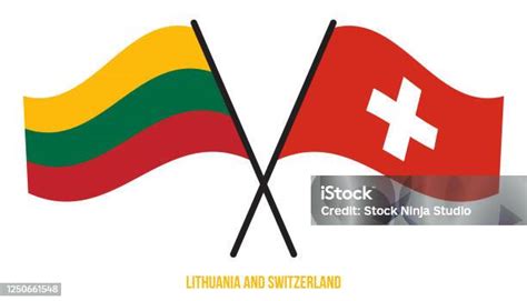 리투아니아와 스위스 국기교차 와 흔들리는 플랫 스타일 공식 비율 올바른 색상입니다 경제에 대한 스톡 벡터 아트 및 기타 이미지 경제 공휴일 국가 지리적 지역 Istock