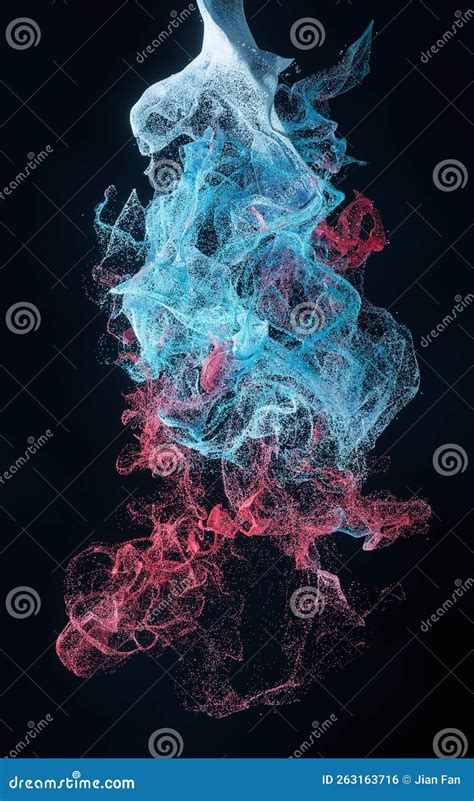 Abstract Wave Particles Diffuse Powder 3d Rendering Stock