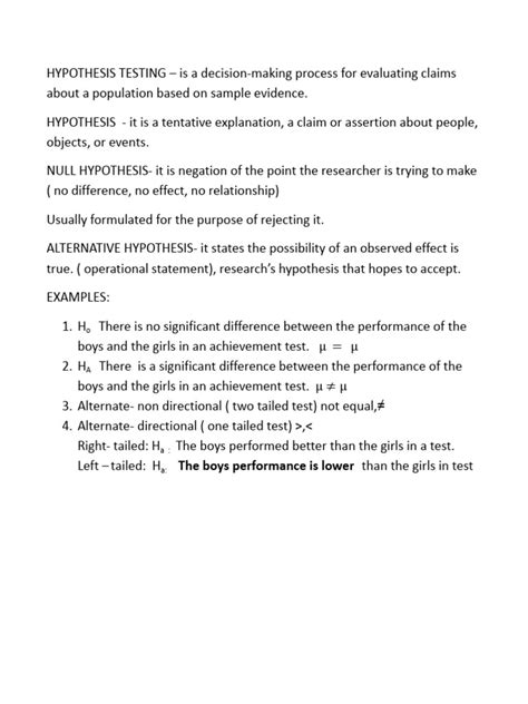 Hypothesis Testing 1 Pdf Hypothesis Statistical Analysis