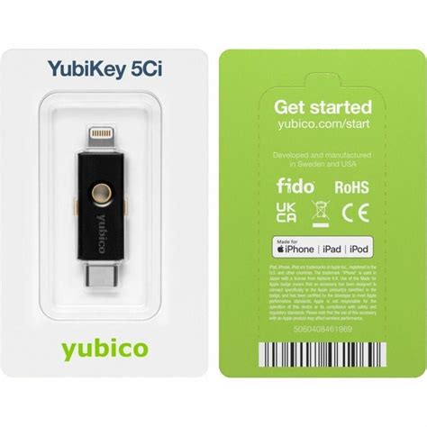 Yubico 8880001067 Yubikey 5ci Security Token Durable Water Resistant Network Hardwares