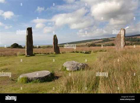 Isle of Arran, Scotland. Picturesque view of Machrie Moor stone circle ...