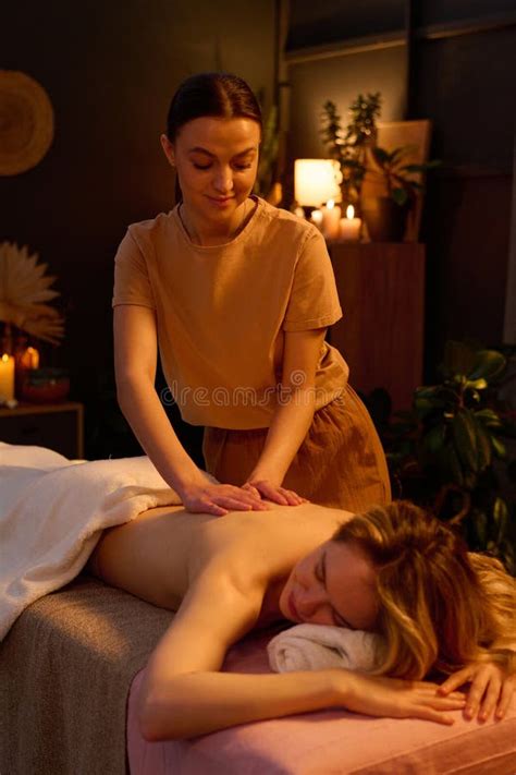 Professional Masseuse Enjoying Working At Spa Stock Image Image Of