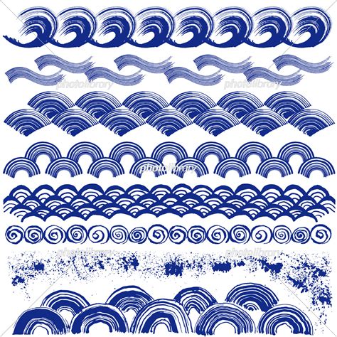 和風の波 青海波 手書きの毛筆イラストのセット イラスト素材 [ 6806115 ] フォトライブラリー Photolibrary