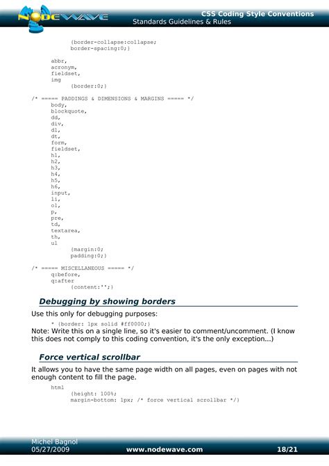 Css Coding Style Conventions Standards Guidelines Rules V13 Pdf