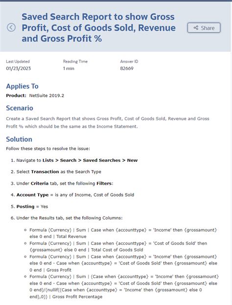 Profit Saved Search By Class — Netsuite Community