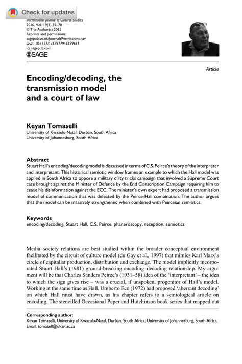 Pdf Encodingdecoding The Transmission Model And A Court Of Law