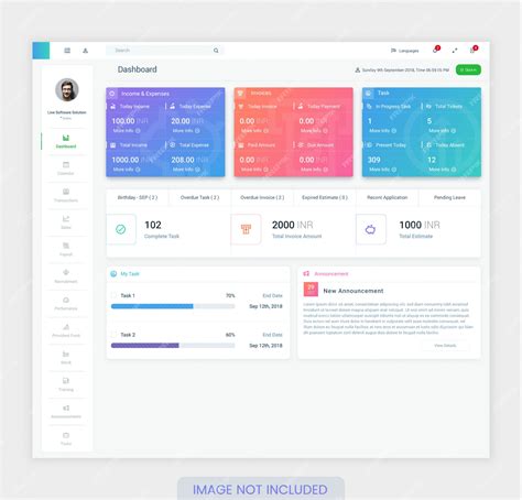 ui ux design premium의 직원 대시 보드 디자인 템플릿 프리미엄 벡터
