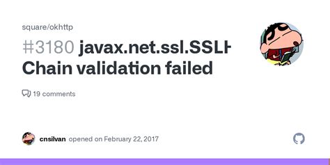 Sslsslhandshakeexception Chain Validation Failed · Issue 3180 · Squareok · Github