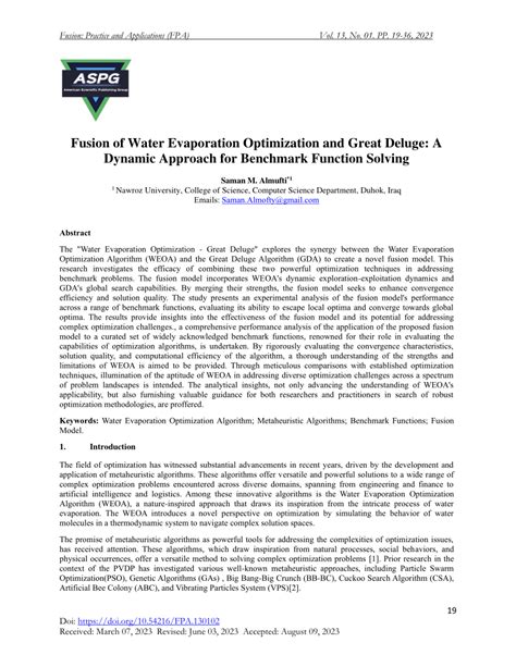 Pdf Fusion Of Water Evaporation Optimization And Great Deluge A