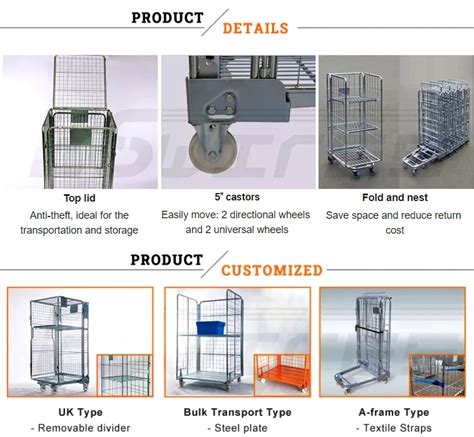 4 Sided Logistics Cargo Welded Nesting Storage 500kg Wire Mesh Foldable